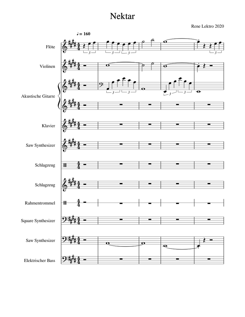 Nektar Sheet music for Piano, Flute, Guitar, Bass guitar & more ...