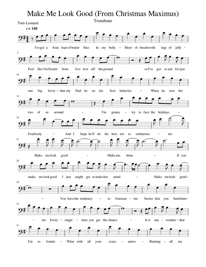 Make Me Look Good From Christmas Maximus Sheet music for Trombone (Solo ...