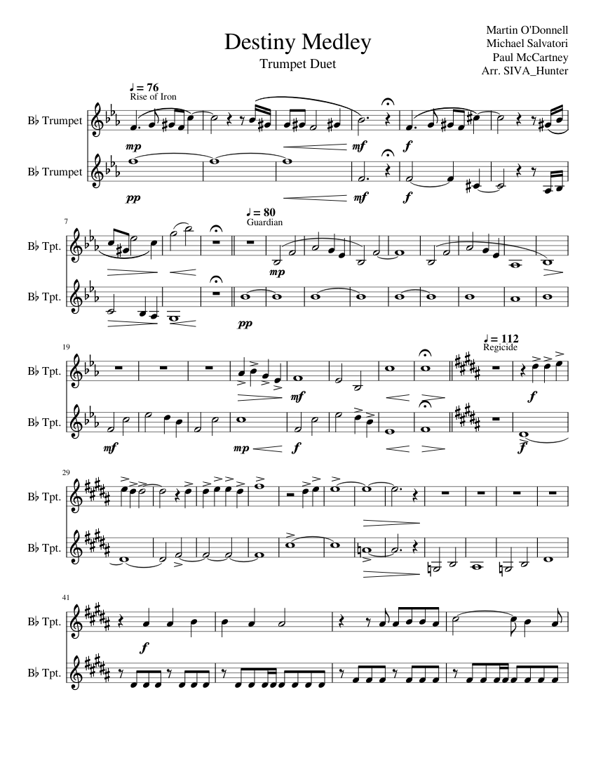 Destiny Trumpet Duet Sheet music for Trumpet in b-flat (Brass Duet ...