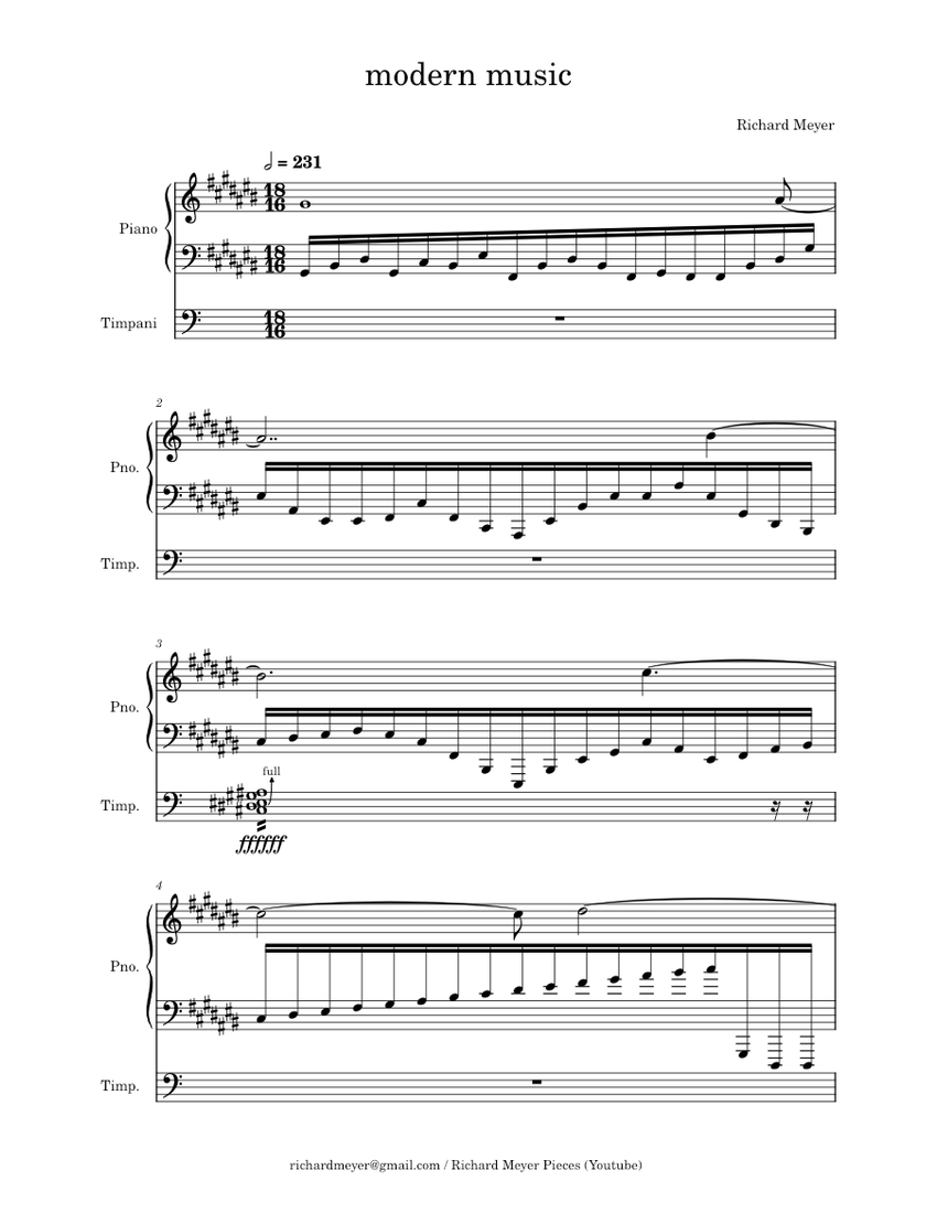 modern classical Sheet music for Piano, Timpani (Solo) | Musescore.com
