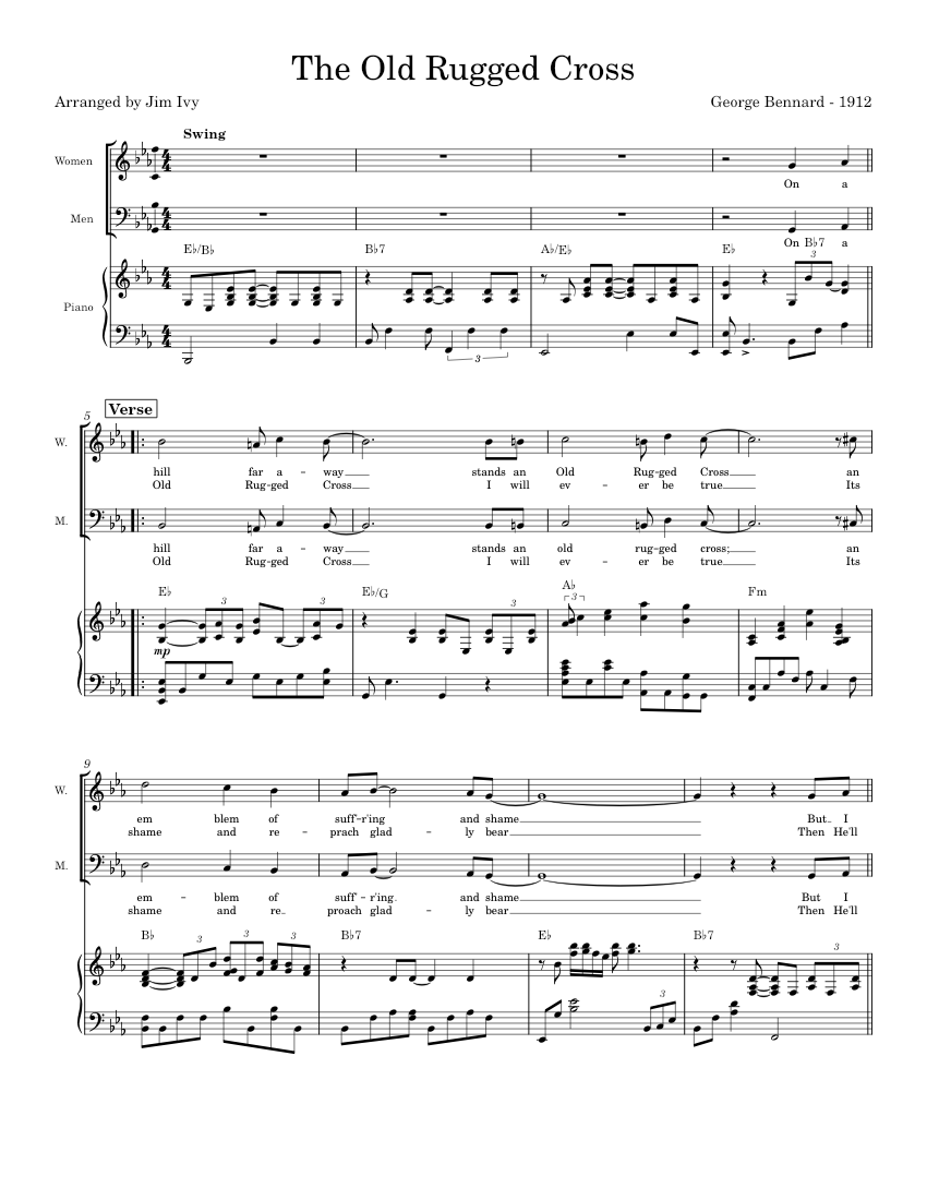 The Old Rugged Cross Sheet music for Piano, Vocals, Mezzo soprano ...