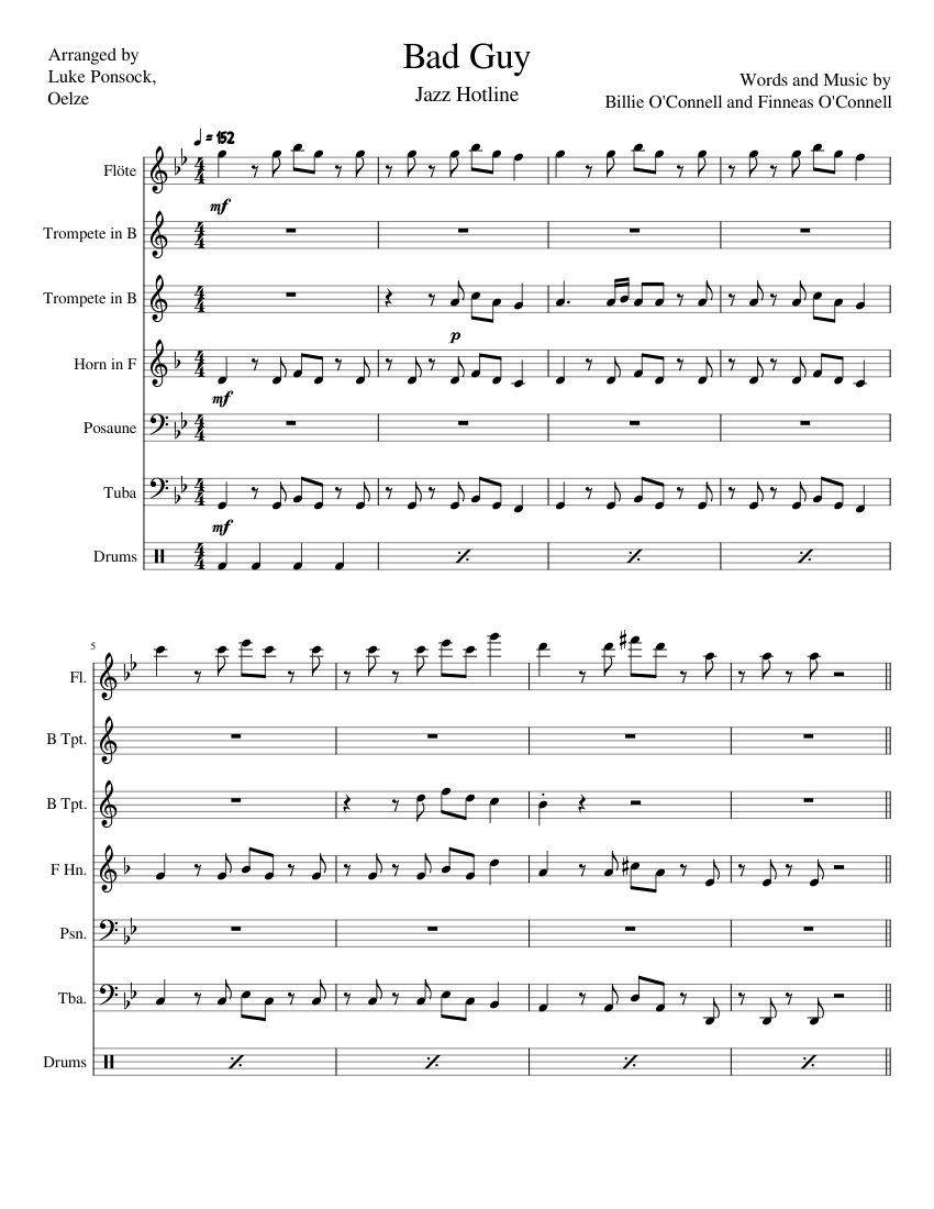 Bad Guy – Billie Eilish Bad Guy – Billie Eilish Sheet music for ...