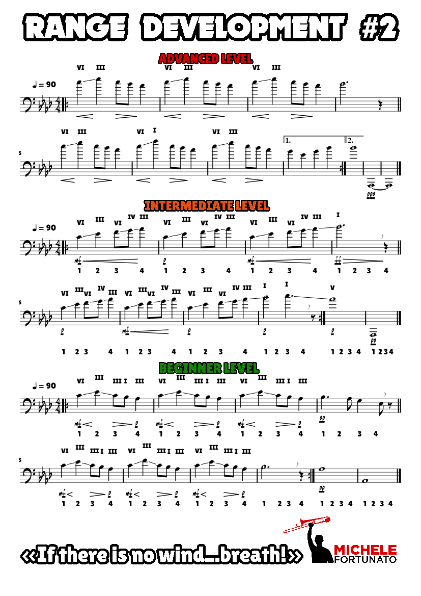"Range Development #2" - Michele Fortunato - Trombone Score Exercise ...