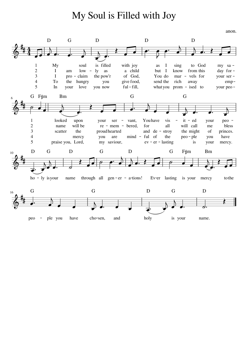My Soul is Filled with Joy Sheet music for Piano (Solo) Easy ...
