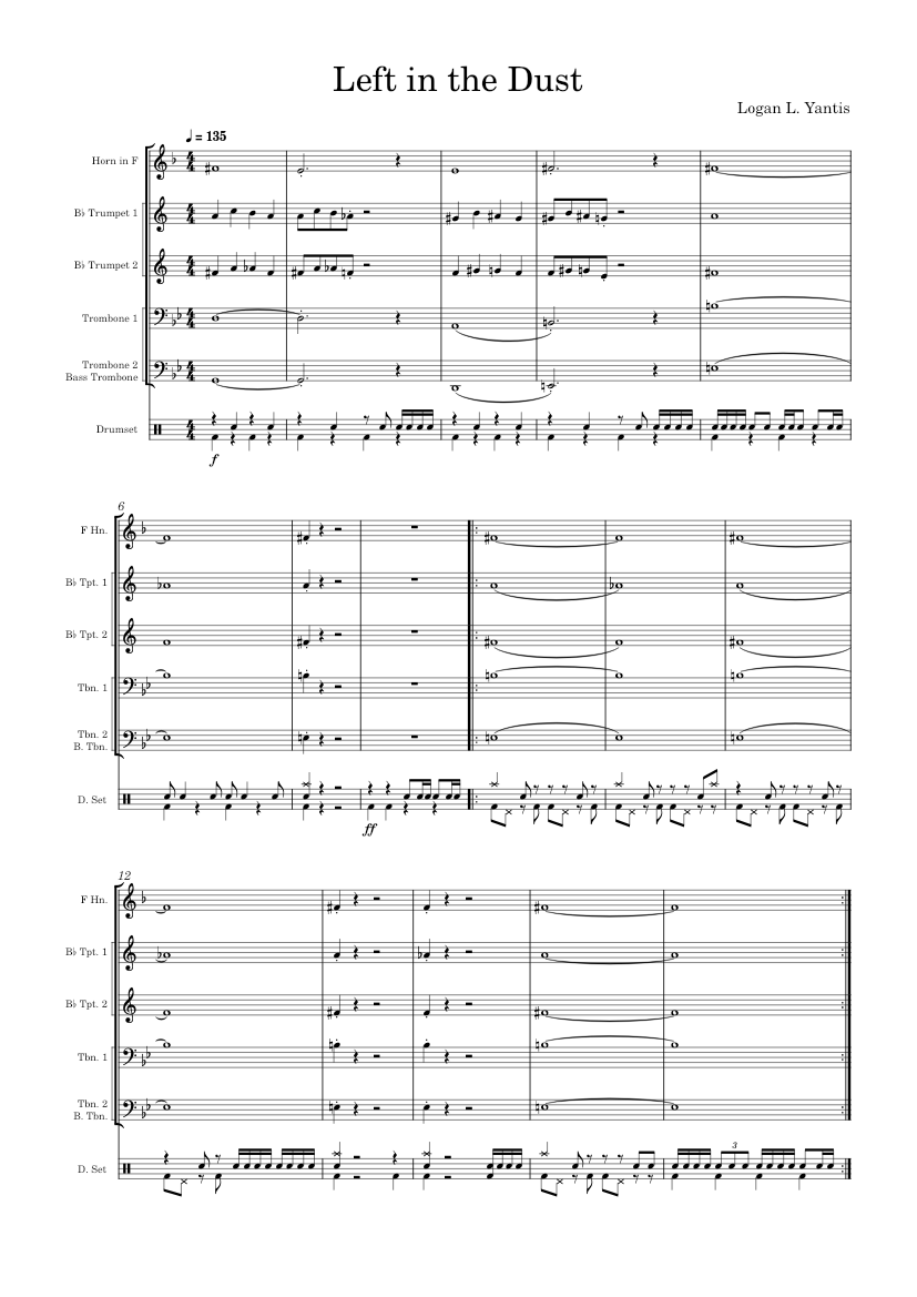 Left in the Dust Sheet music for Trombone, Trumpet in b-flat, French ...