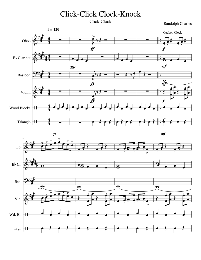 Click-Click Clock-Knock Sheet music for Oboe, Clarinet in b-flat ...