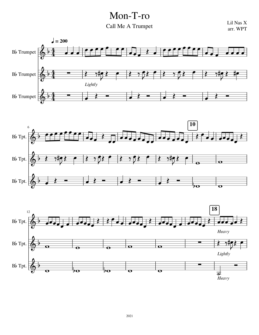 Montero (Call Me By Your Name) – Lil Nas X Mon-T-ro Sheet music for ...