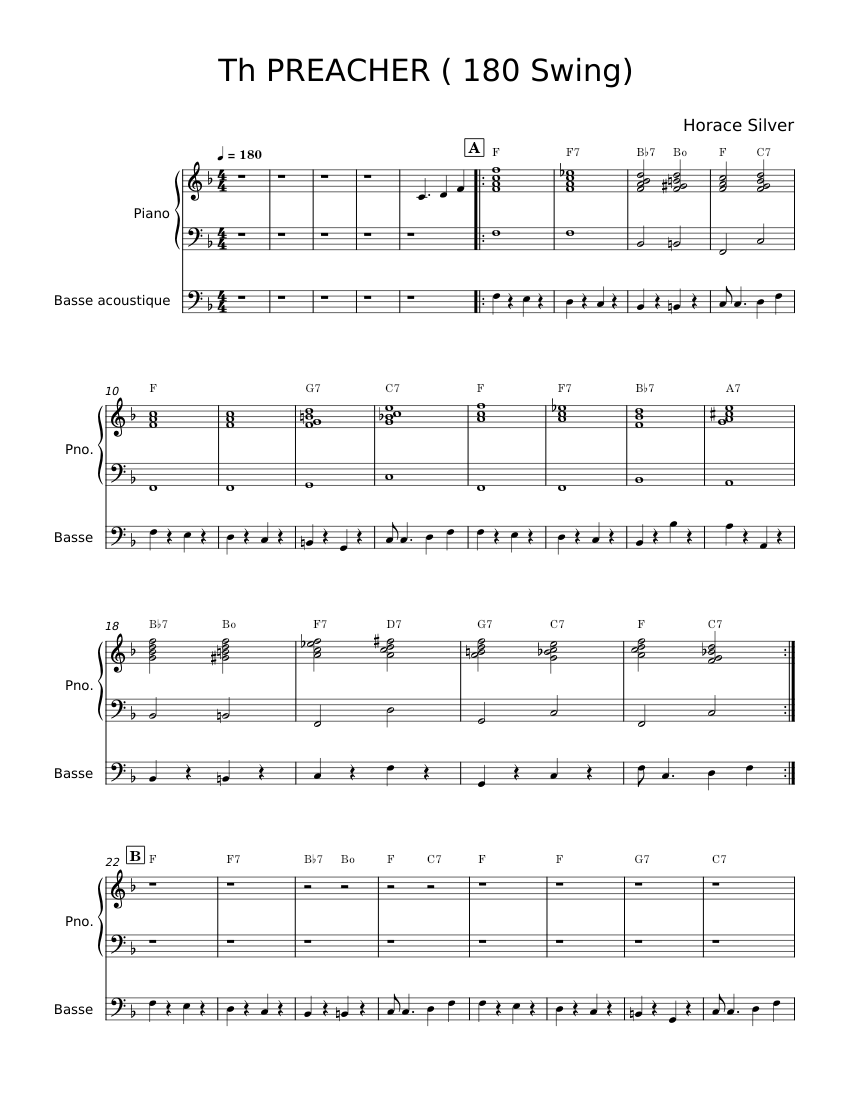 The Preacher - Horace Silver Sheet music for Piano, Cello (Mixed Trio ...
