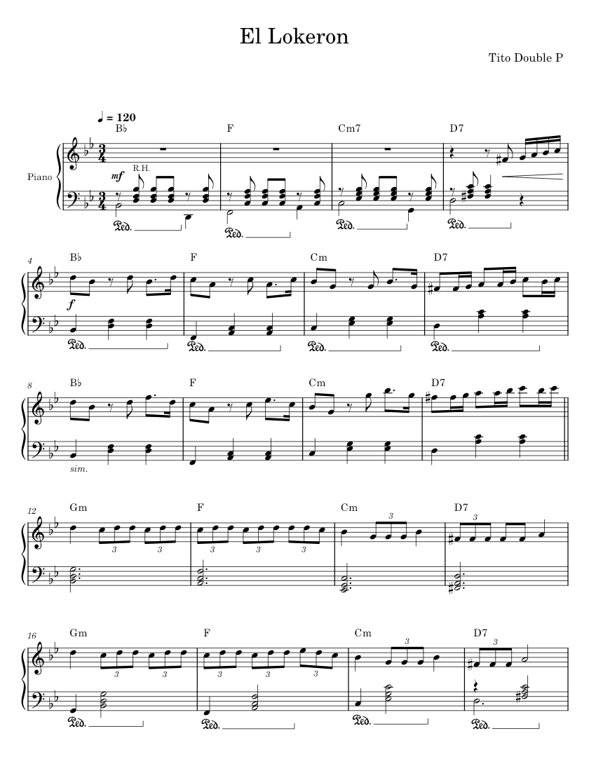 Play Official version of El Lokeron Sheet Music by Tito Double P for ...