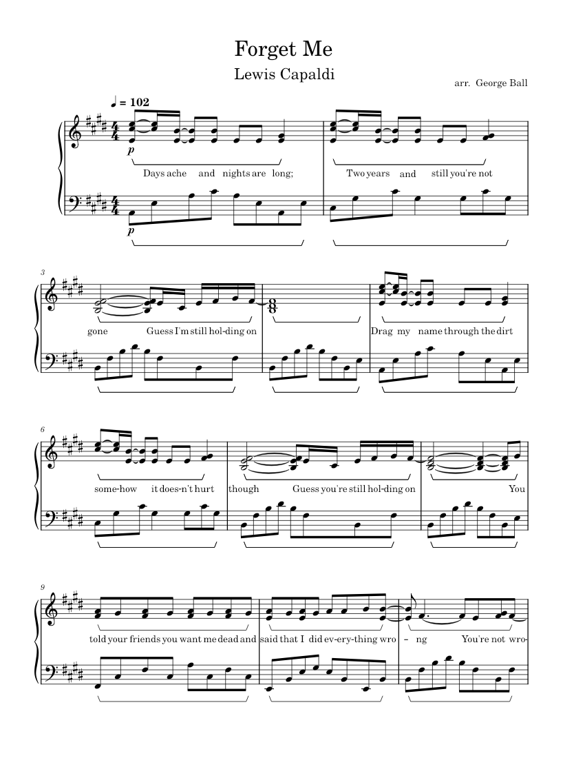 Forget Me - Lewis Capaldi Sheet Music for Piano (Solo) | MuseScore.com