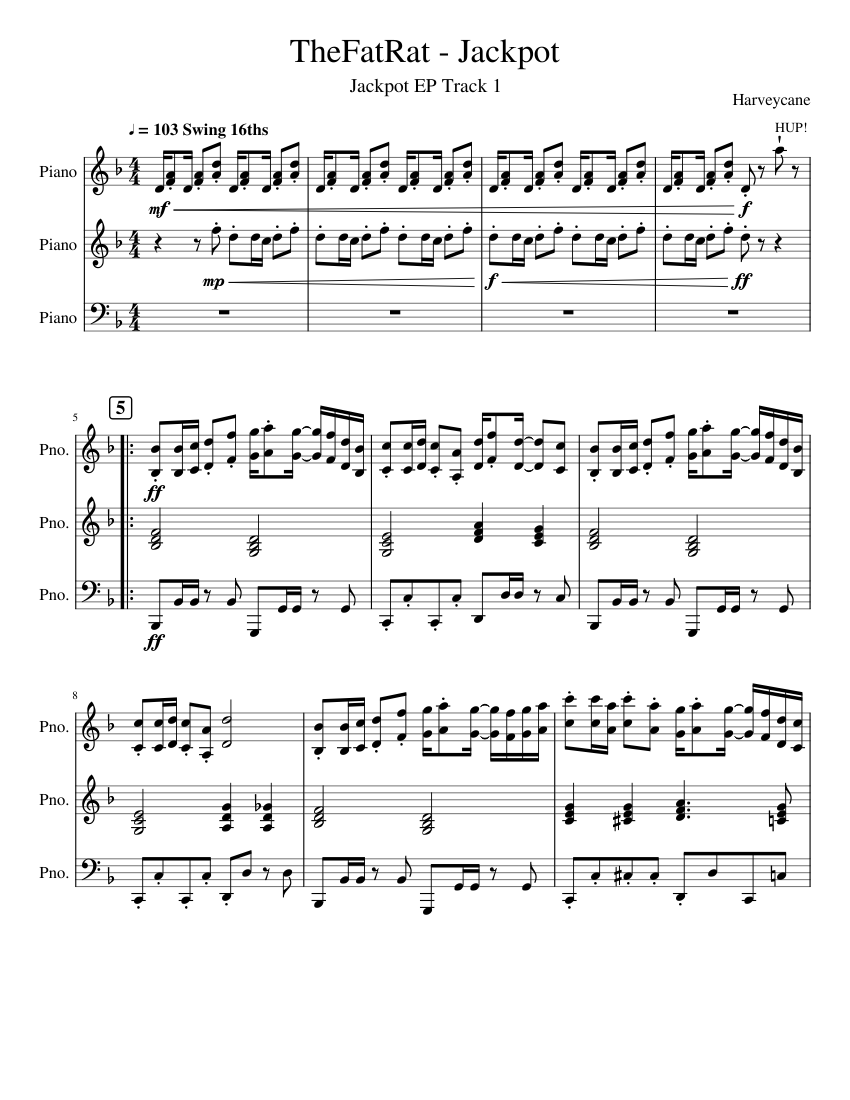 [REUPLOADED] TheFatRat - Jackpot Sheet music for Piano (Mixed Trio ...