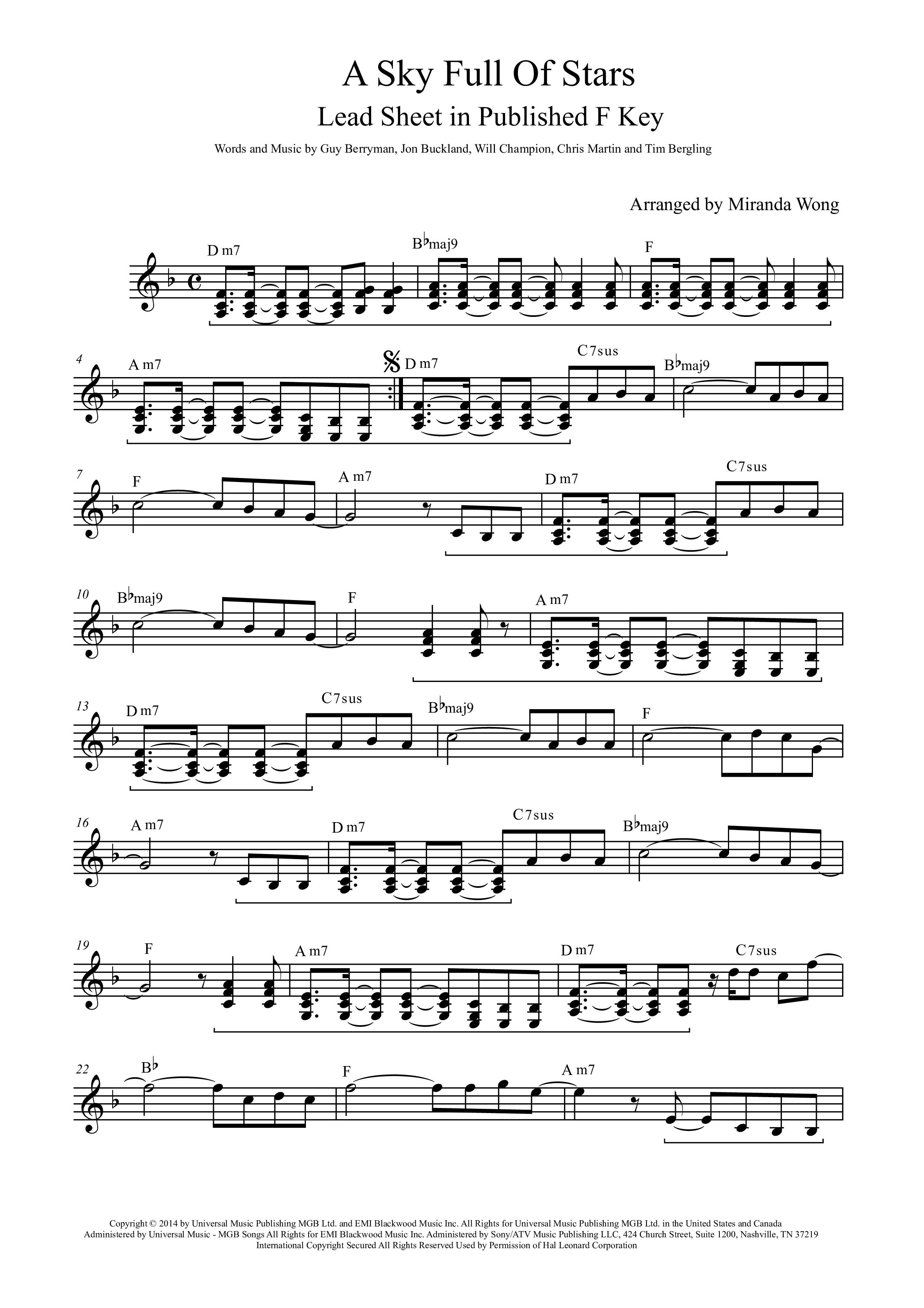 Play Official version of A sky full of stars Sheet Music by Coldplay ...