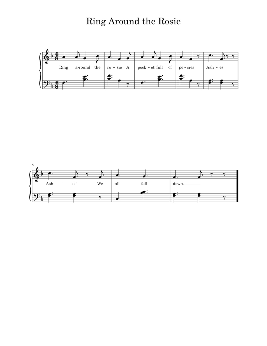 Ring Around the Rosie 6-8 Sheet music for Piano (Solo) Easy | Musescore.com