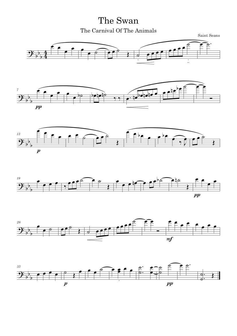 The Swan (Le Cygne) – Camille Saint-Saëns The Swan – Camille Saint-Saëns (The Carnival Of The ...