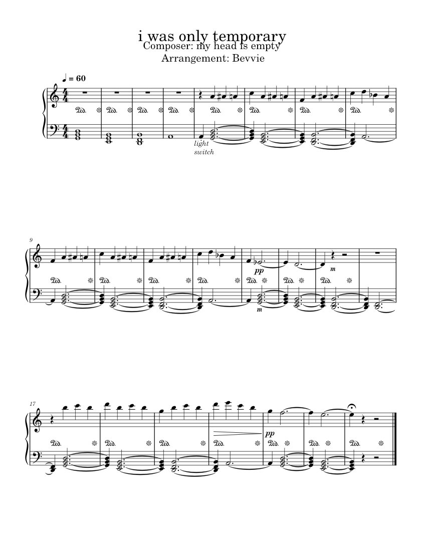 I was only temporary – my head is empty (Transcription) Sheet music for ...