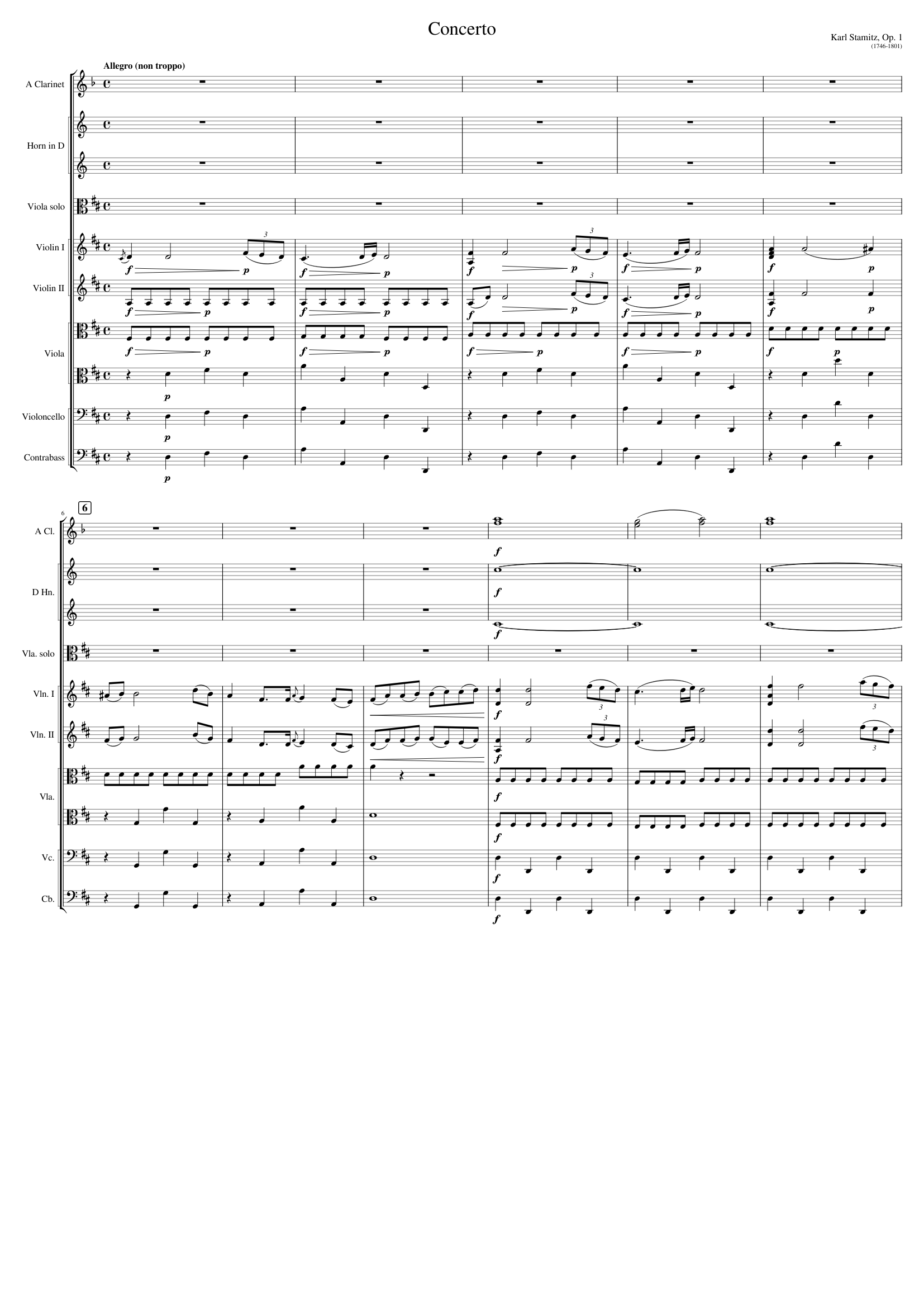 Stamitz Viola Concerto in D major Sheet Music for Viola, Strings group ...
