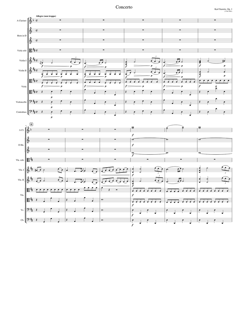Stamitz Viola Concerto in D major Sheet music for Viola, Strings group ...