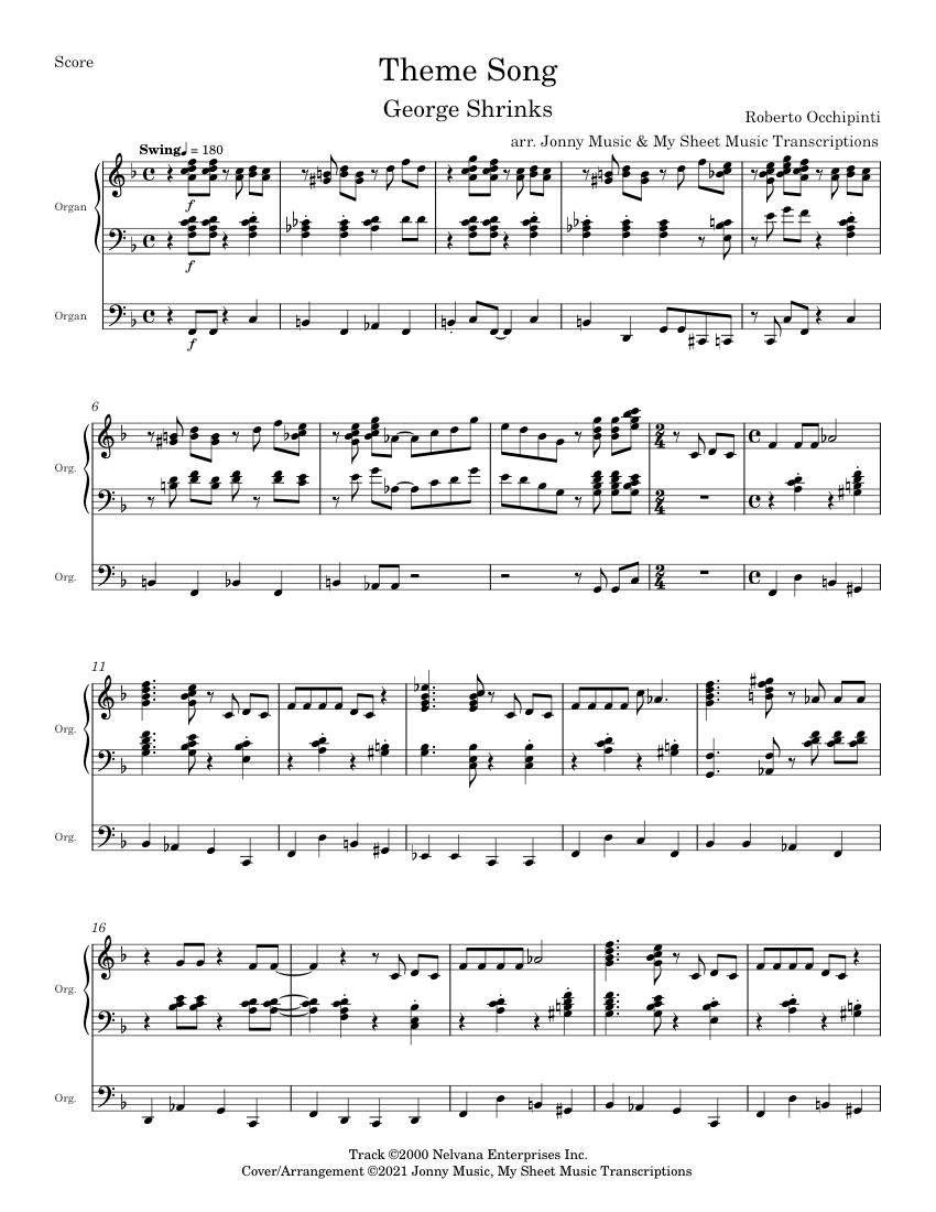 George Shrinks Theme Song Organ Cover Sheet music for Organ (Solo ...