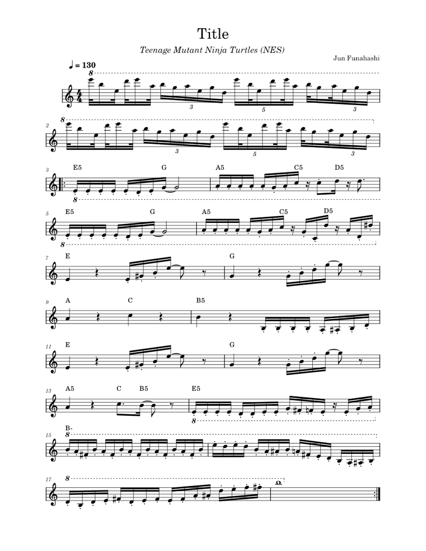 Title Screen – Jun Funahashi Sheet music for Piano (Solo) | Musescore.com