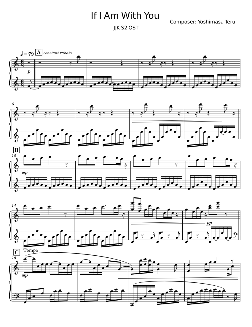 If I Am With You - Yoshimasa Terui Sheet Music for Piano (Solo ...