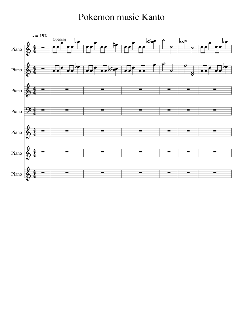 Pokemon Kanto Music Sheet music for Piano (Mixed Ensemble) | Musescore.com