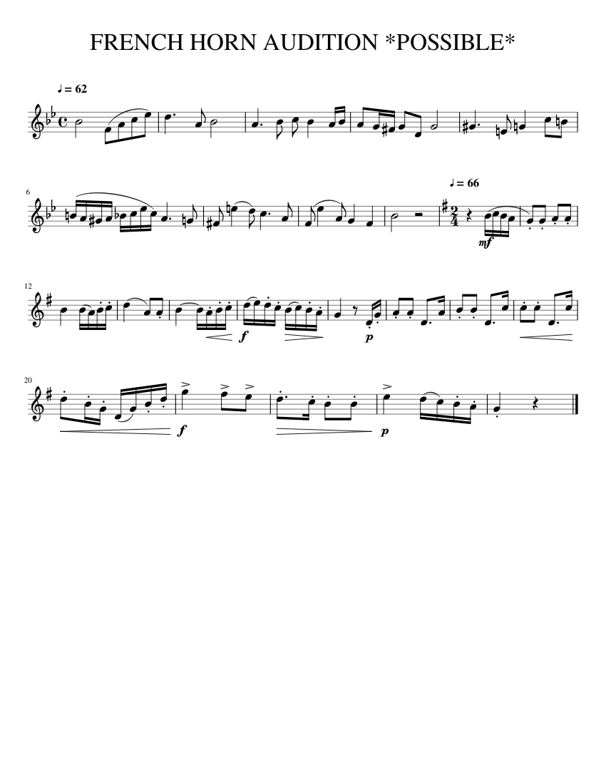 FRENCH HORN AUDITION *POSSIBLE* Sheet music for French Horn (Solo ...