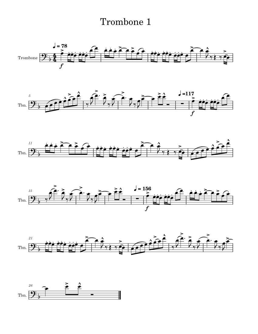 Trombone 1 Sheet music for Trombone (Solo) | Musescore.com