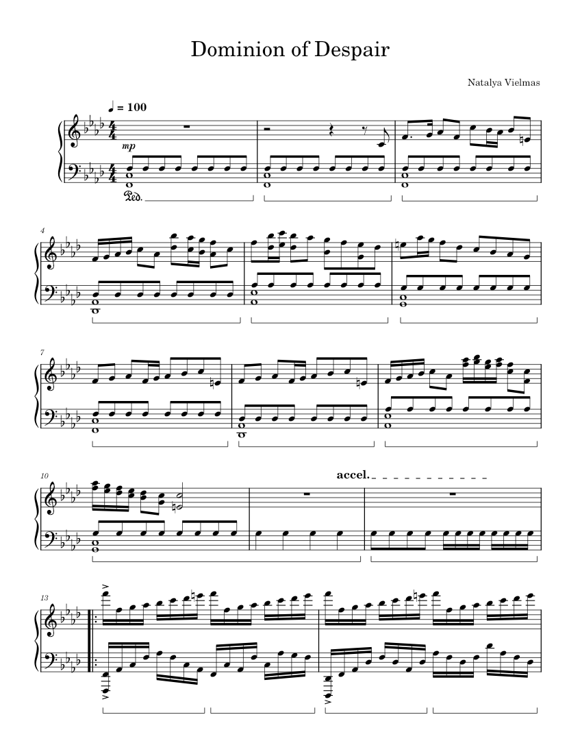 Dominion of Despair – Natalya Vielmas Sheet Music for Piano (Solo) | MuseScore.com