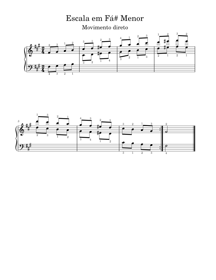 Escala em Fá# Menor - Movimento direto Sheet music for Piano (Solo) | Musescore.com