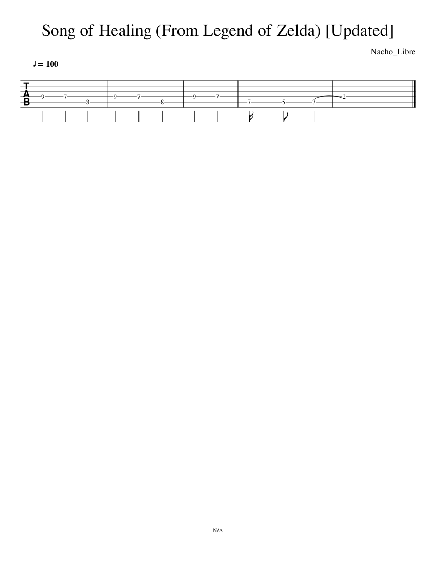 Song of Healing From Legend of Zelda Updated Sheet Music and Tab for ...