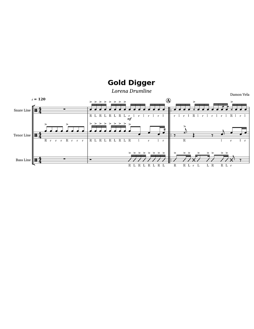 Gold Digger Sheet music for Snare drum, Tenor drum, Bass drum (Marching ...