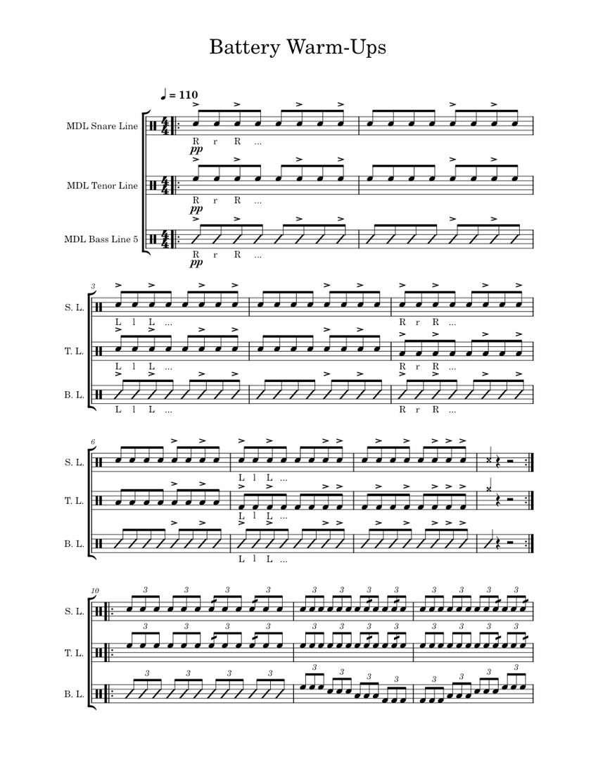 Battery Warmups – A lot of people Battery Warm-Ups Sheet music for ...