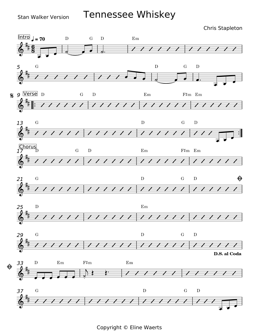 Tennessee whiskey - Chris Stapleton Sheet Music with Chords for Guitar ...