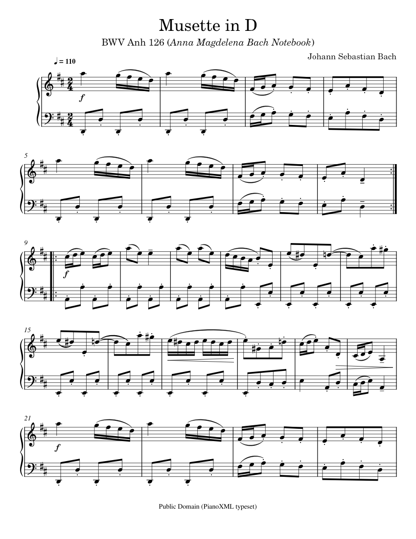 Musette in D major – Johann Sebastian Bach Musette in D Sheet music for ...