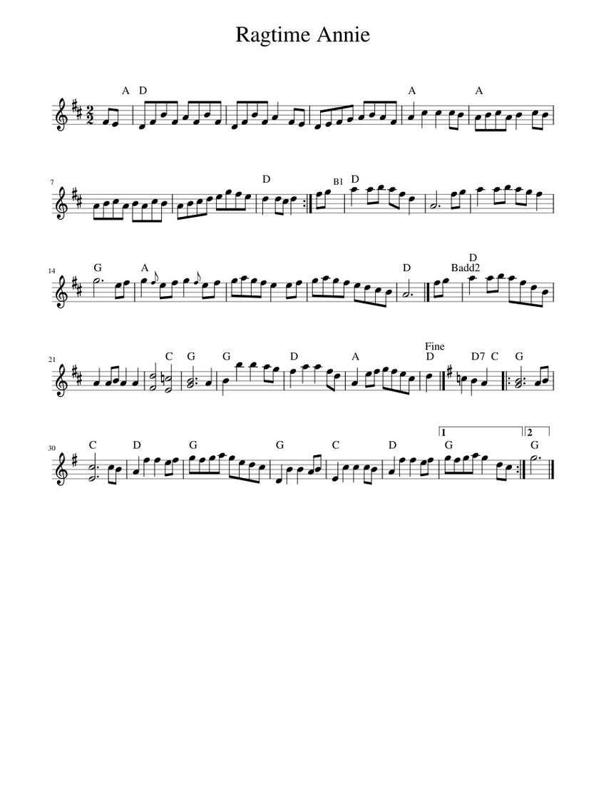 Ragtime Annie Sheet music for Piano (Solo) | Musescore.com