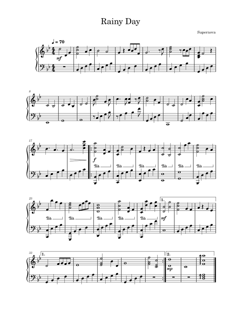 Rainy Day Sheet music for Piano (Solo) Easy | Musescore.com
