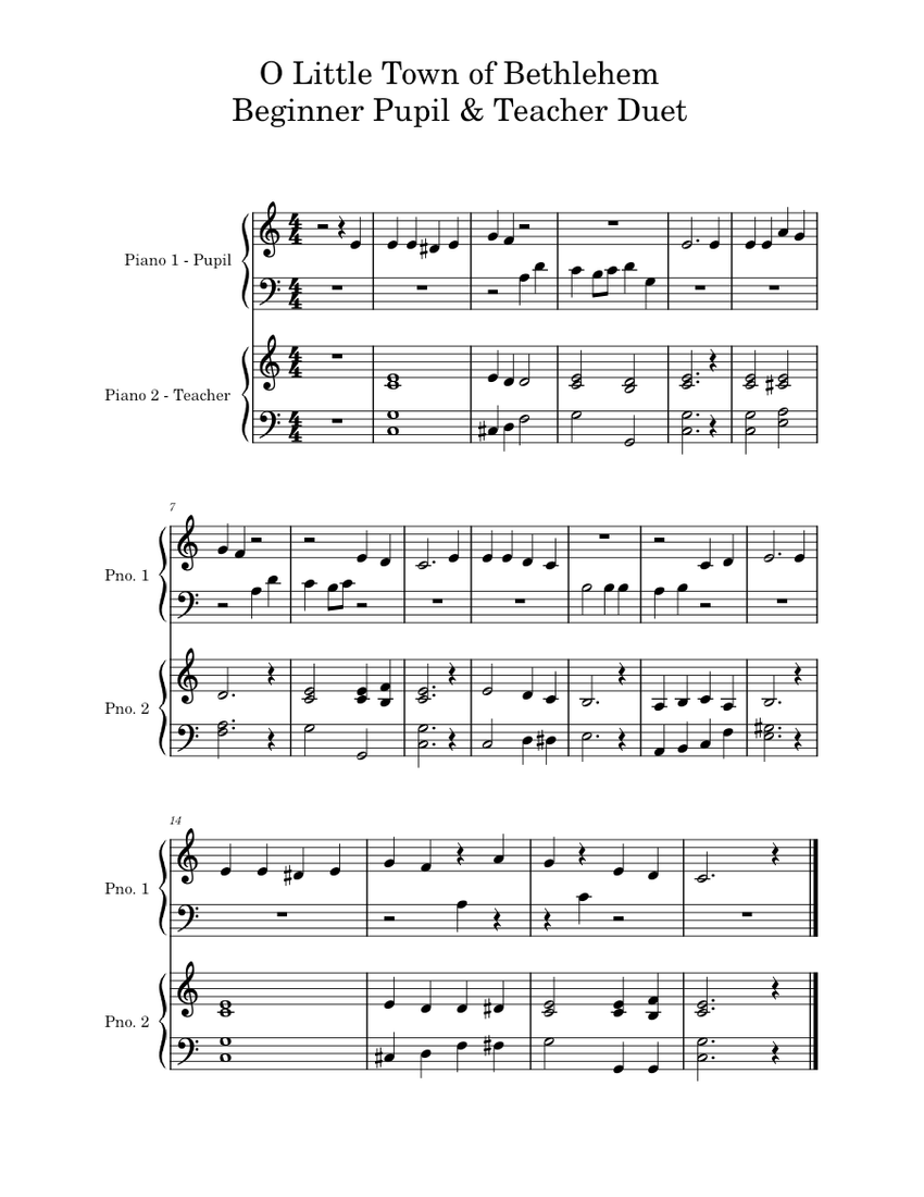 O Little Town of Bethlehem Sheet music for Piano (Piano Duo ...