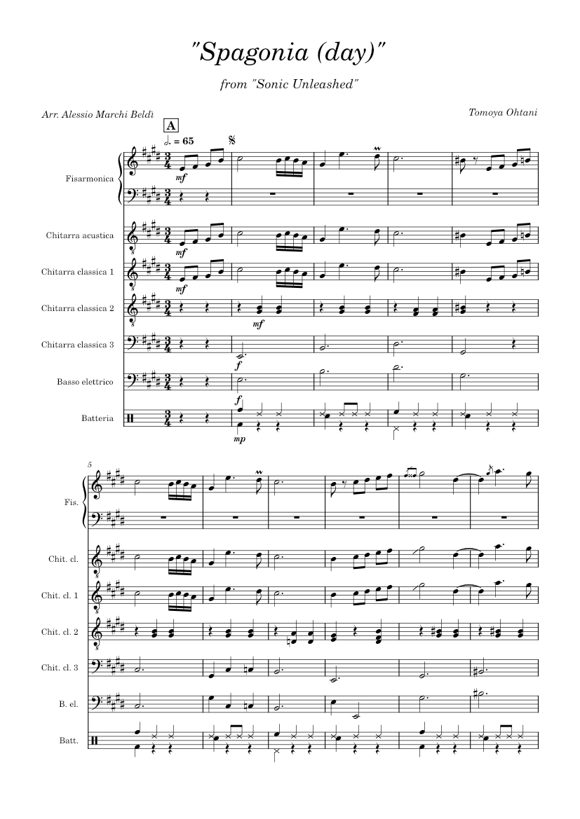 Spagonia - Day – Tomoya Ohtani Sheet Music for Accordion, Guitar, Bass ...