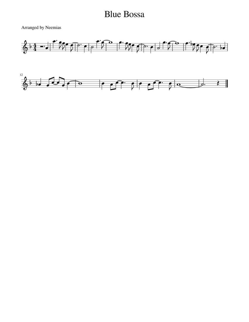 Blue Bossa Sheet music for Trumpet in b-flat (Solo) | Musescore.com