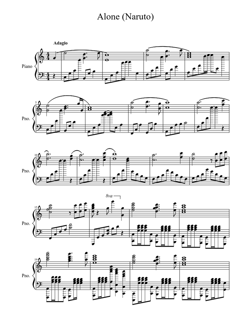Alone (Naruto) Sheet music for Piano (Solo) | Musescore.com