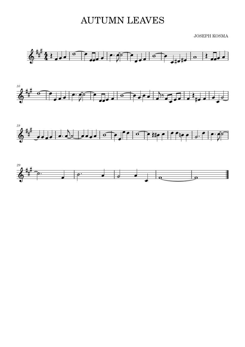 Clarinet – Misc Clarinet – SOLO bb autumn leaves Sheet Music for Piano ...