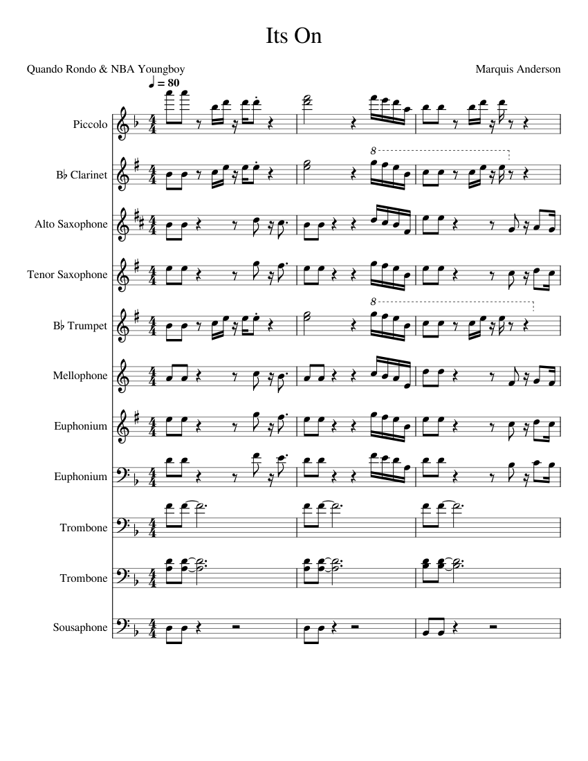 Its On - Quando Rondo & NBA Youngboy Sheet music for Trombone ...