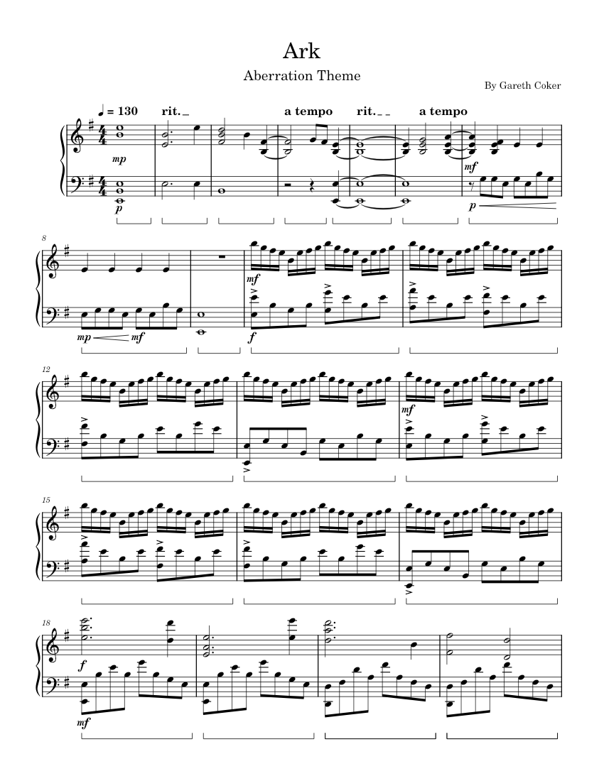 ARK: Aberration Theme - Gareth Coker Sheet Music for Piano (Solo ...