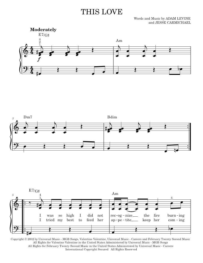 this love Sheet music for Piano: Music Notes