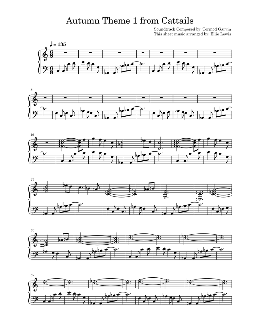 Autumn Theme 1 from Cattails Sheet music for Piano (Solo) Easy ...