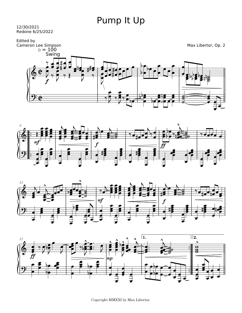 Pump It Up Sheet music for Piano (Solo) | Musescore.com