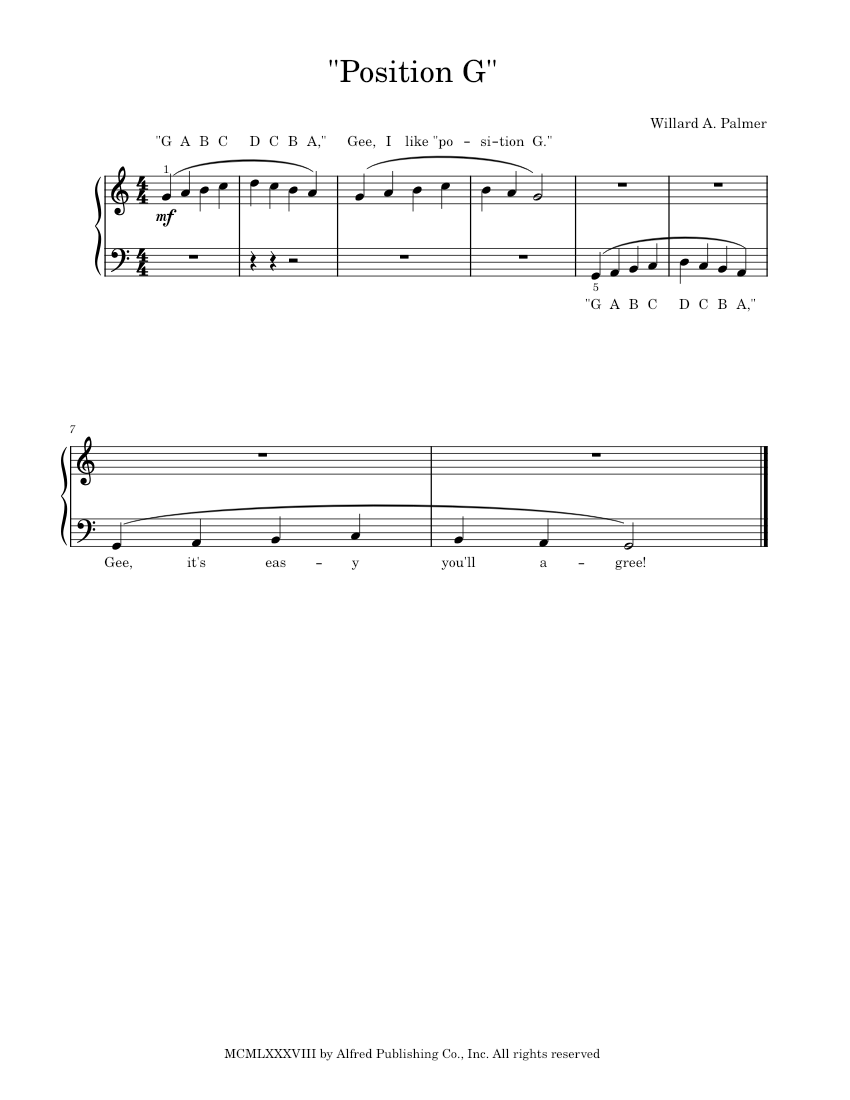 "Position G" Sheet music for Piano (Solo) | Musescore.com