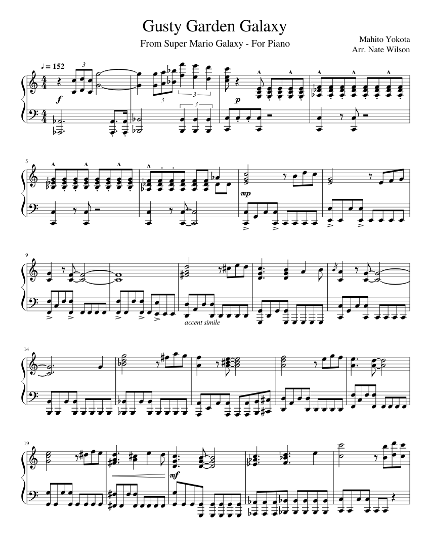Gusty_Garden_Galaxy no glissando Sheet music for Piano (Solo ...