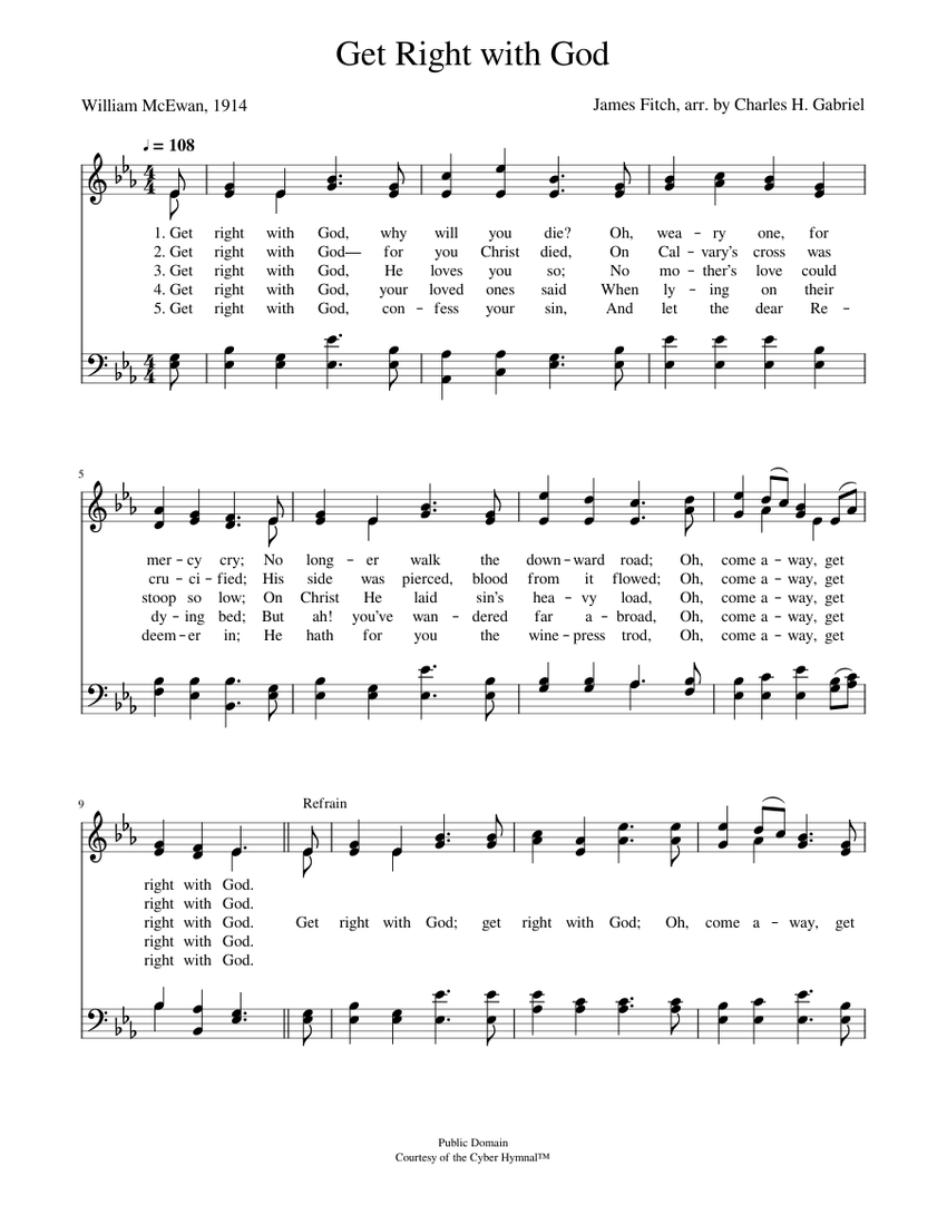 Get right with god (mcewan) - James Fitch Sheet music for Piano (Piano ...