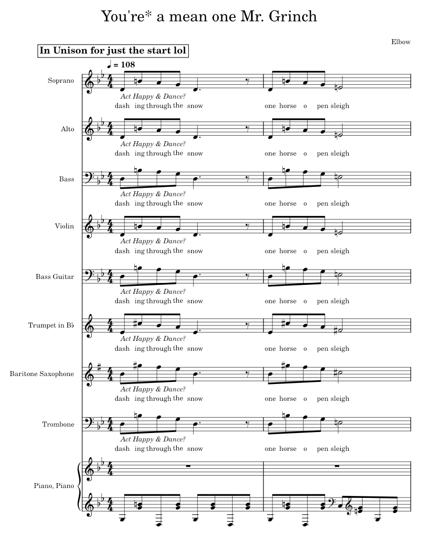 You're A Mean One, Mr. Grinch - Albert Hague Sheet music for Piano ...